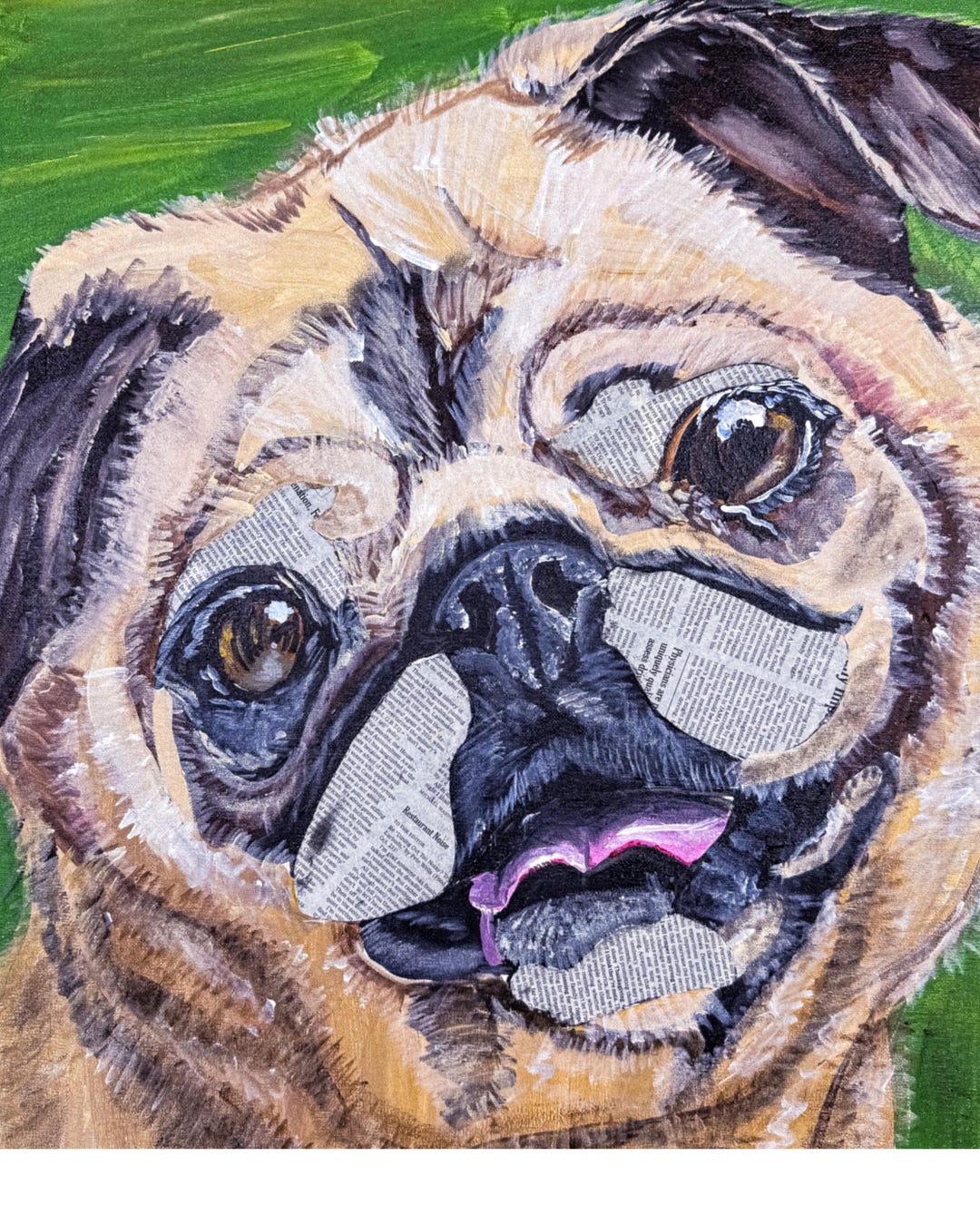 8”x10” Matted Print of a Pug -dog by Callie Russell. Matted to 11"x14 ...