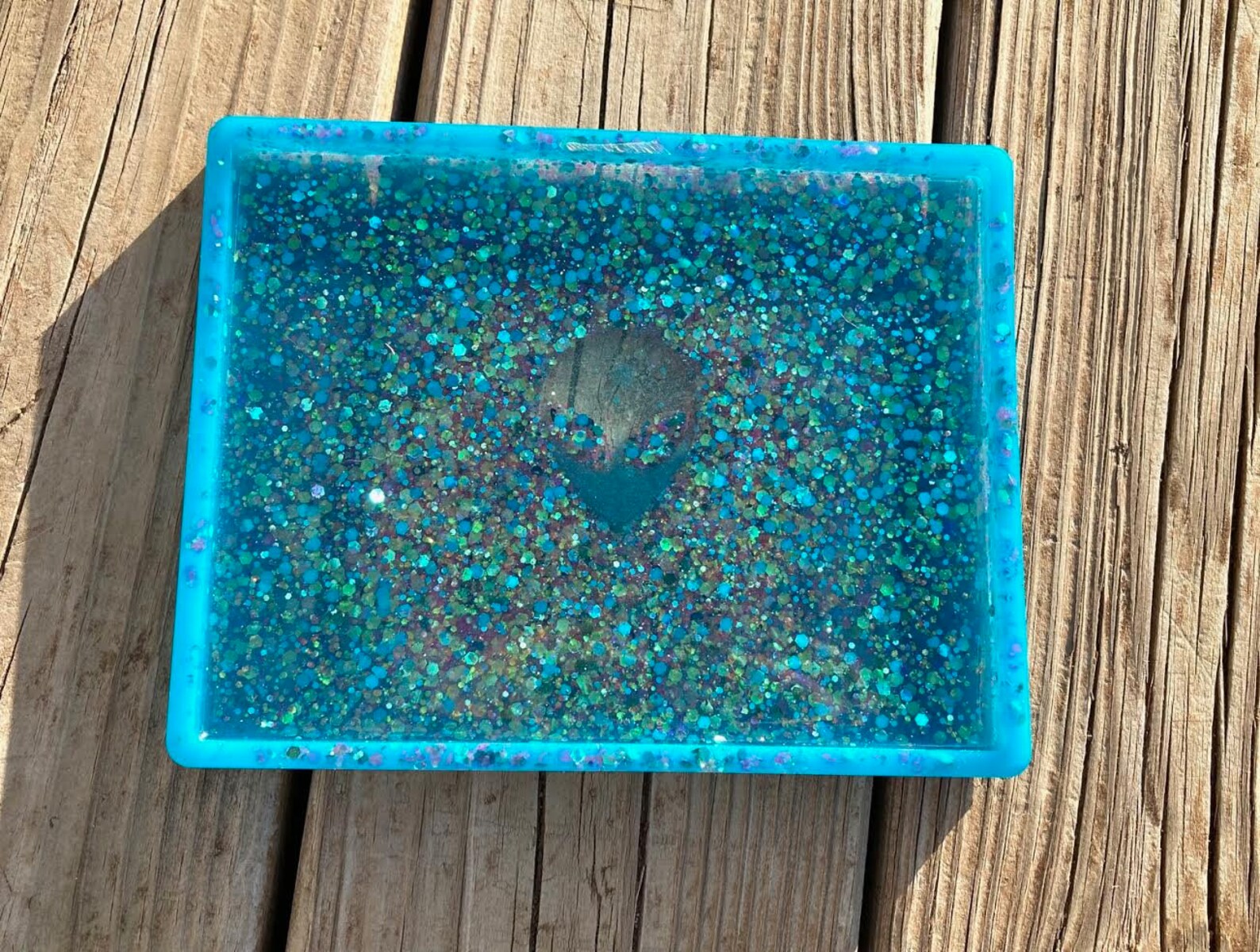 Chunky Blue and Pink Glitter Alien Tray | Blue/pink Glitter Rectangle ...