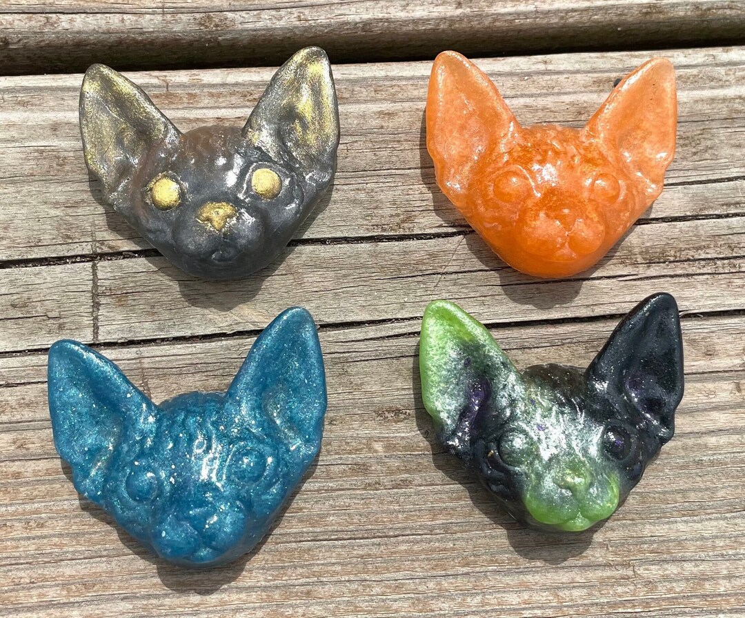 Cat Head Magnets (pick From 4 Different Colors!) | Colorful Cat Head ...