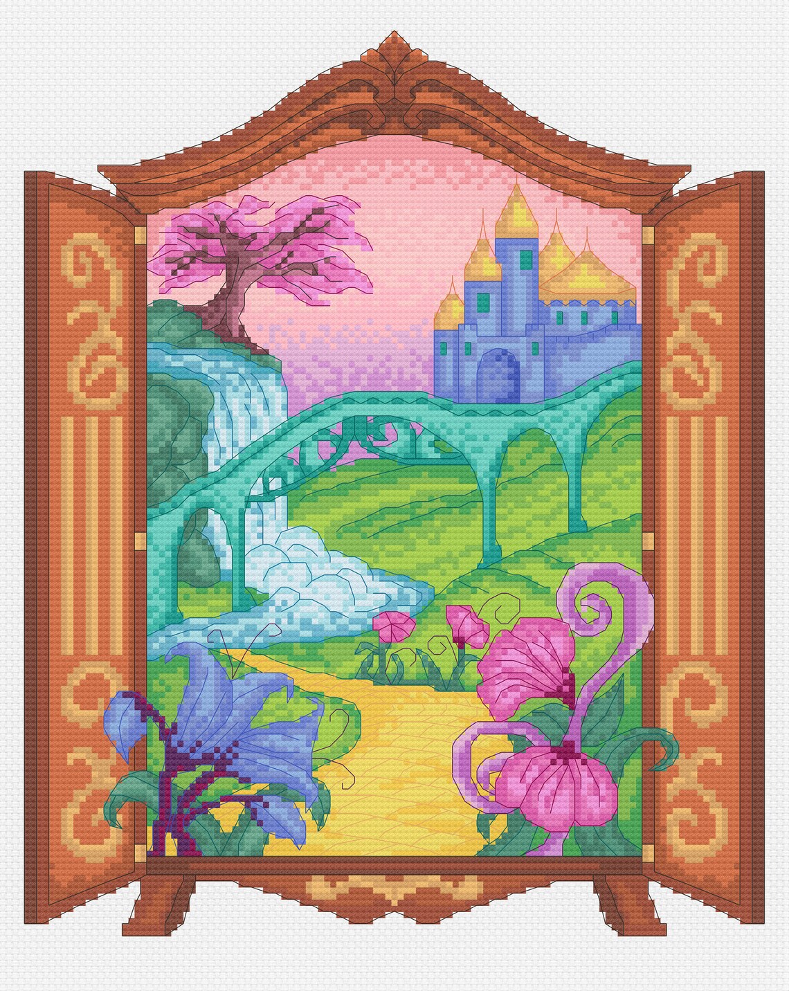 Cross Stitch Castle PDF Chart Pattern Download Fantasy Landscape ...