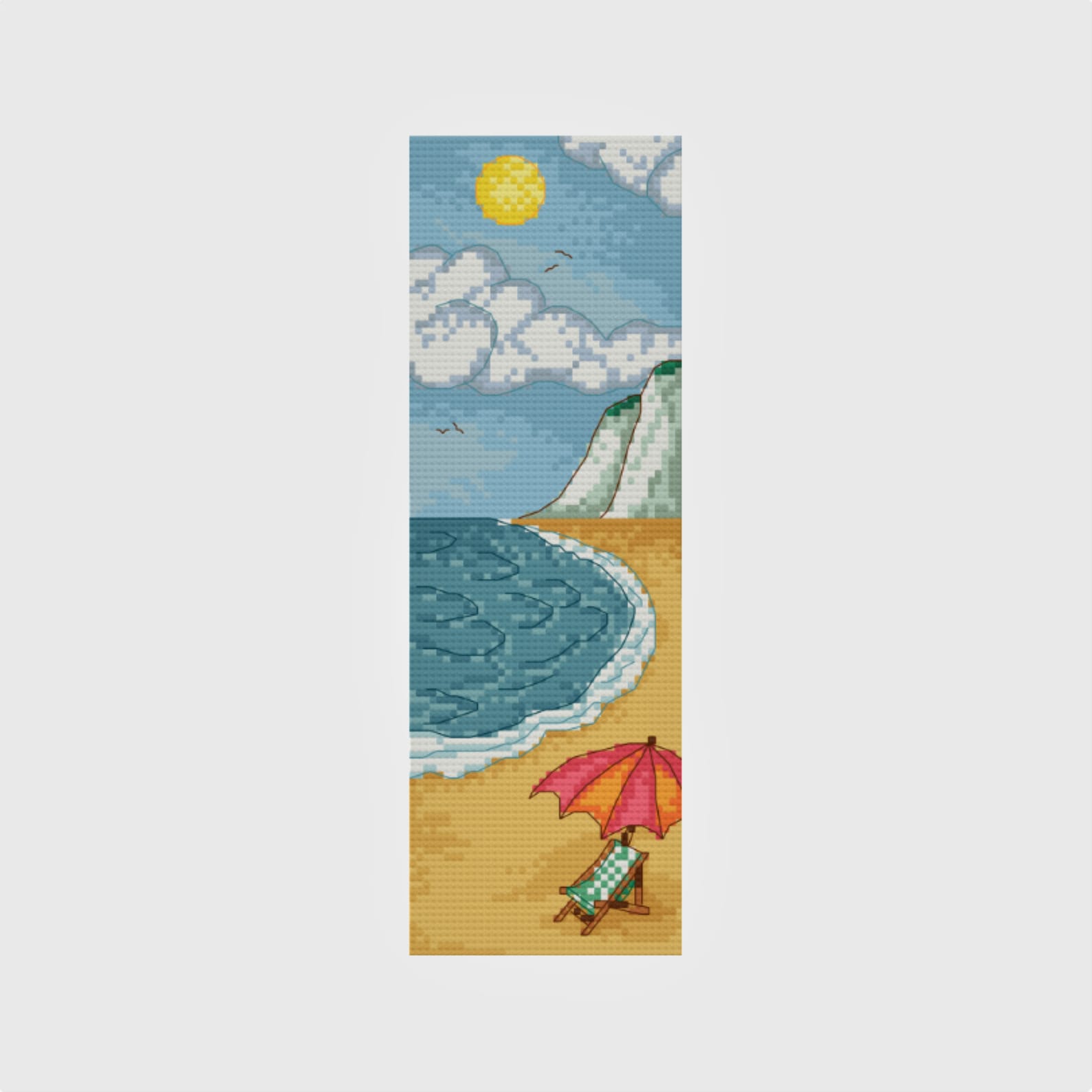 Cross Stitch Bookmark Summer Beach Landscape Scene PDF Pattern Chart ...