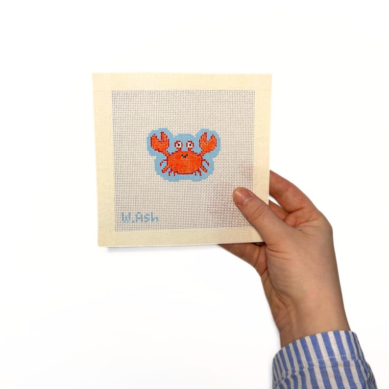 Ocean Crab Needlepoint Canvas - 18 Mesh - Hand Painted Physical Chart ...