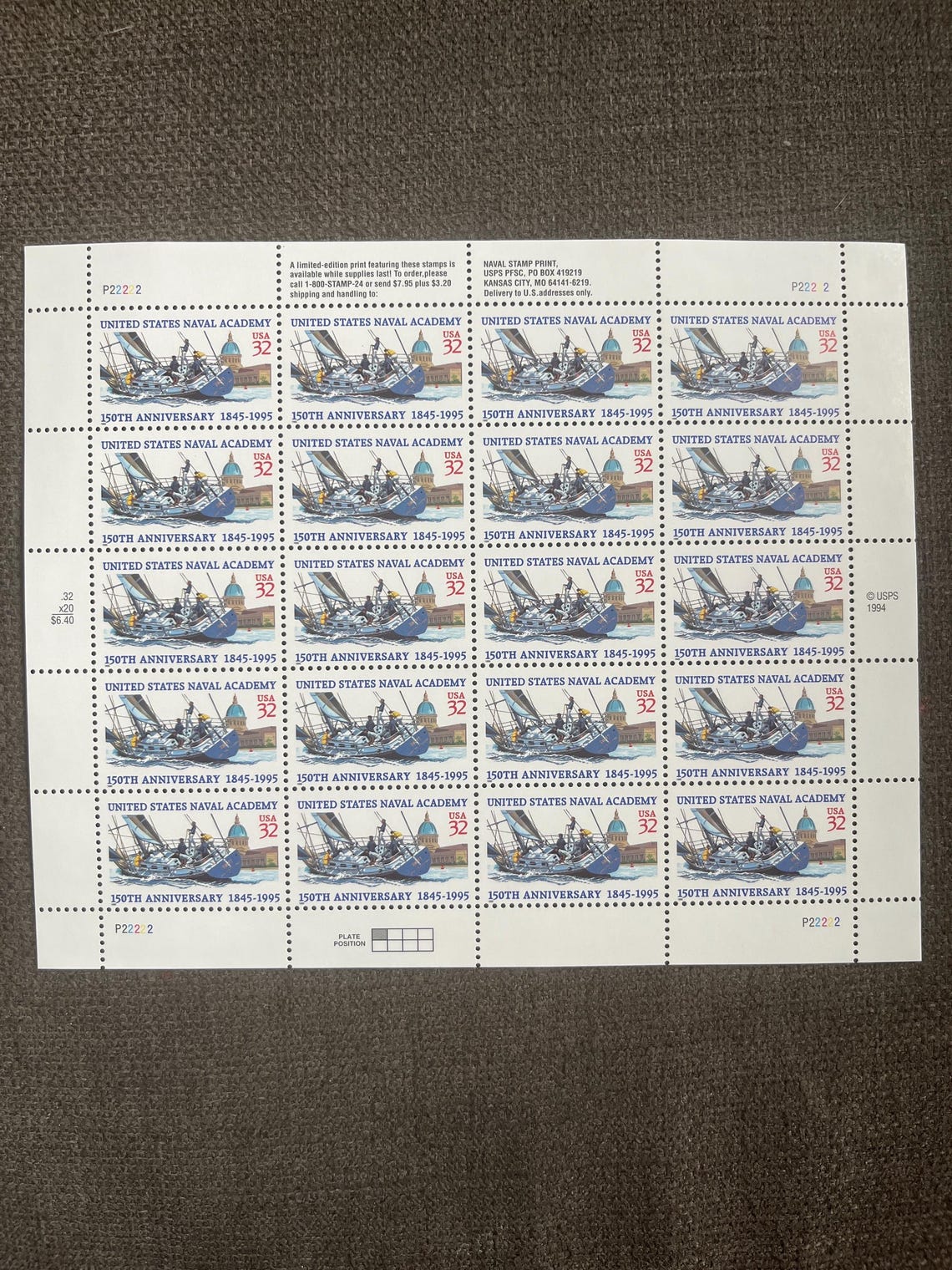 US Stamp - 1995 US Naval Academy 20 Stamp Sheet Scott #3001 - Etsy