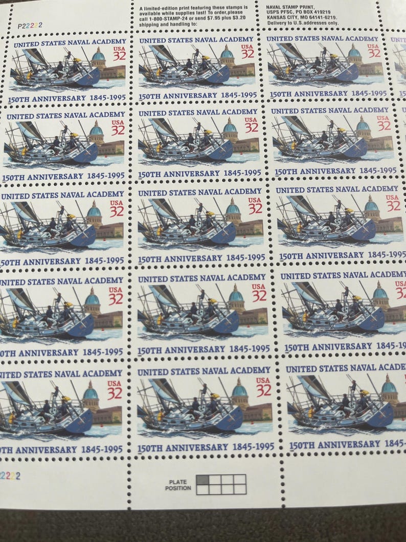 US Stamp - 1995 US Naval Academy 20 Stamp Sheet Scott #3001 - Etsy
