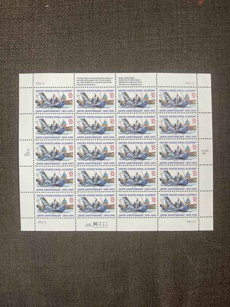 US Stamp - 1995 US Naval Academy 20 Stamp Sheet Scott #3001 - Etsy