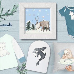 Arctic Animals Watercolor Cliparts, Polar Animals, North Pole Animals ...