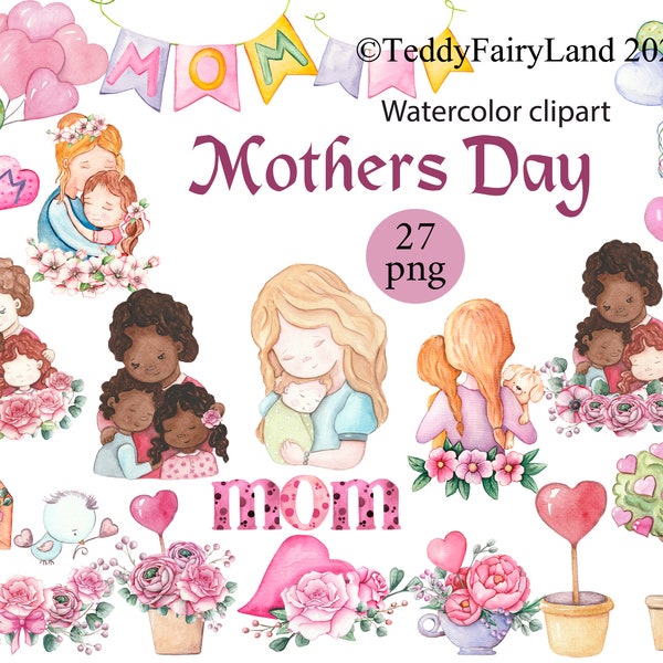 Watercolor Mom Clipart - Etsy Canada