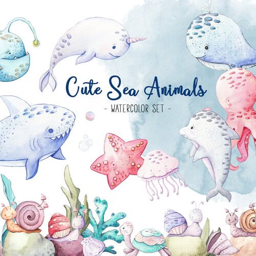 Mermaid Watercolor Clipart Cute Mermaids PNG Undersea - Etsy
