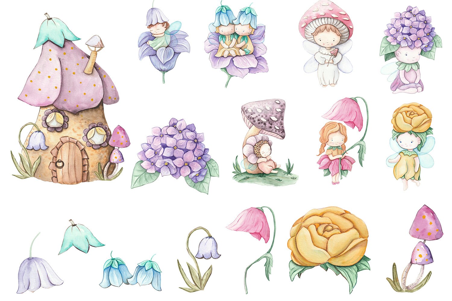 Fairy Tale Characters. Floral Little Fairies Clipart. Fairy - Etsy