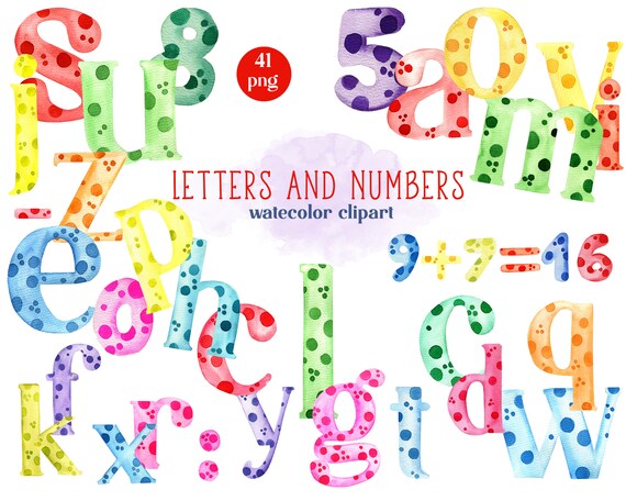 Cute Polka Dot Letters Digital Clipart Watercolor Bundle - Etsy