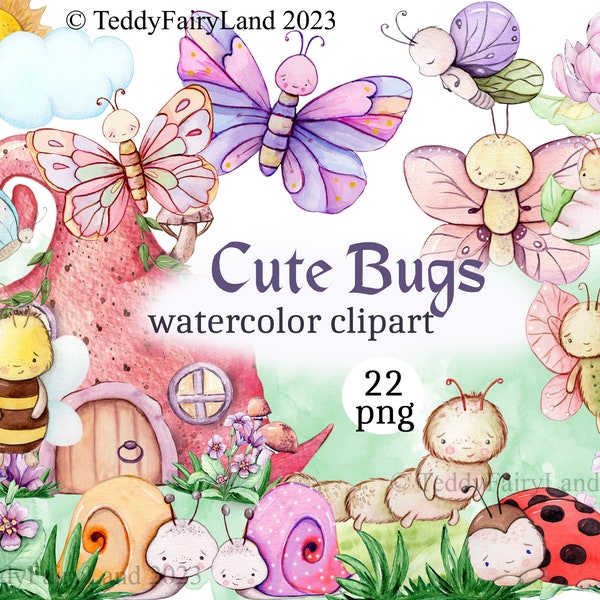 Cute Bugs Clipart - Etsy