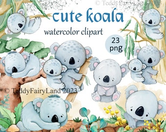 Baby Koala. Watercolor Little Animals Clipart Australia - Etsy Australia