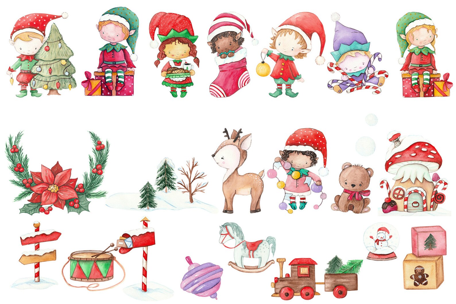 Santa Claus Helpers. Santa's Elf Clipart Christmas - Etsy