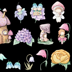Fairy Tale Characters. Floral Little Fairies Clipart. Fairy Garden ...