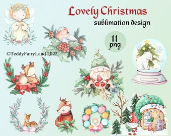 Christmas Watercolor Clip Art Bundle / 73 Digital PNG on a - Etsy