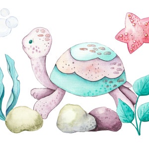 Undersea Watercolor Clipart, Cute Sea Animals, Nursery Decor, Baby Wall ...