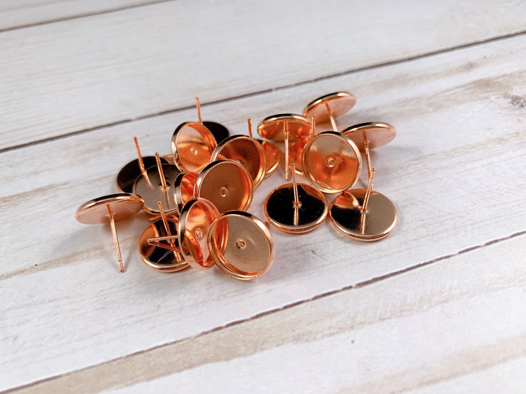 Rose Gold 12mm Cabochon Setting/ Earring Cabochon/ Earring Setting ...