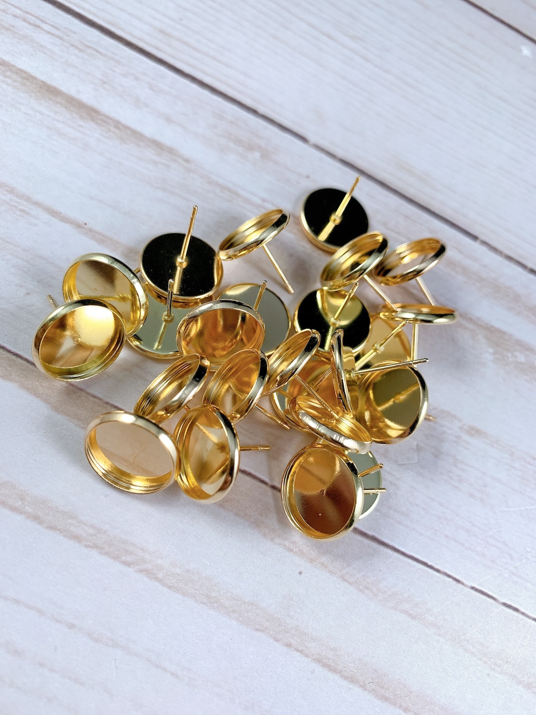 Gold 12mm Cabochon Setting/ Earring Cabochon/ Earring Setting/ - Etsy