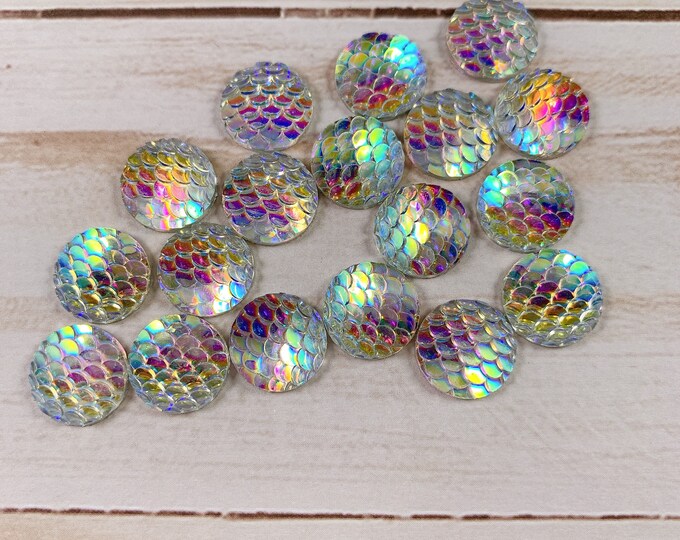 10 Pcs Mermaid Fish Scales Crystal Clear 12mm Flatback Cabochons - Etsy