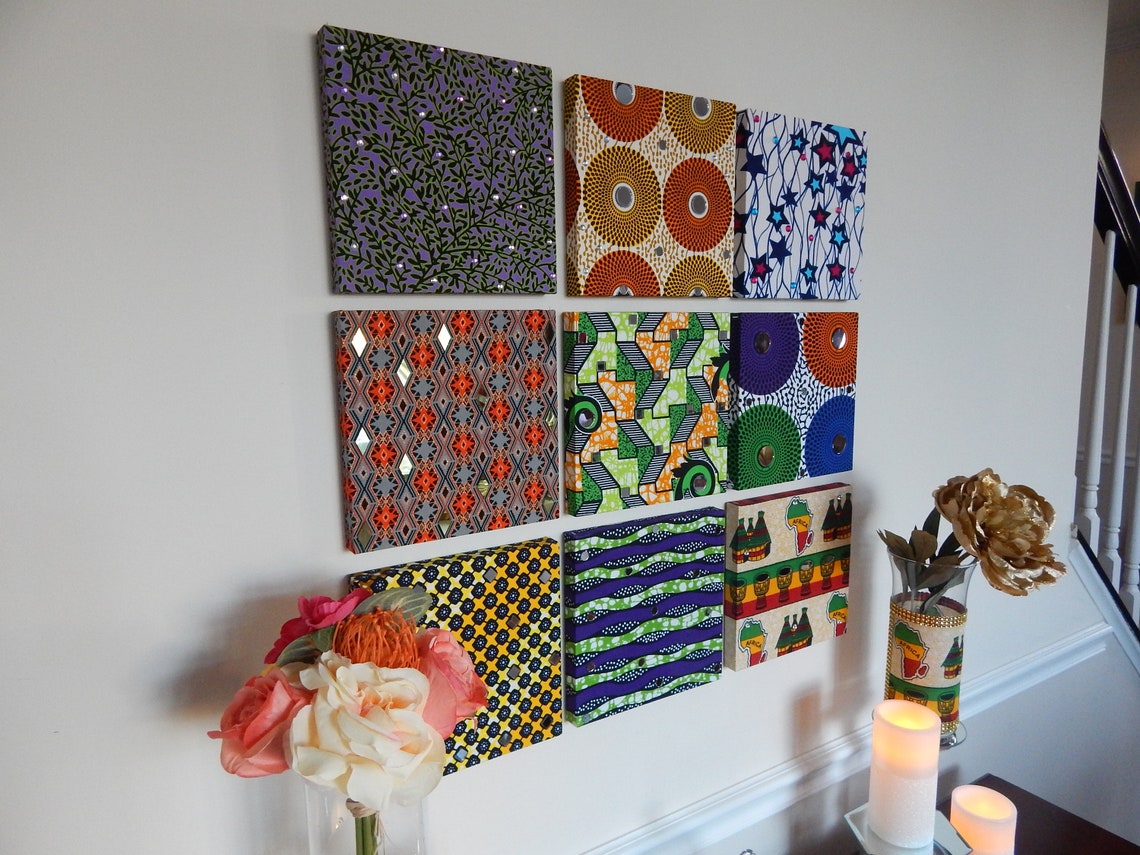 African Print Fabric Canvas Wall Art Wall Hangings Home - Etsy