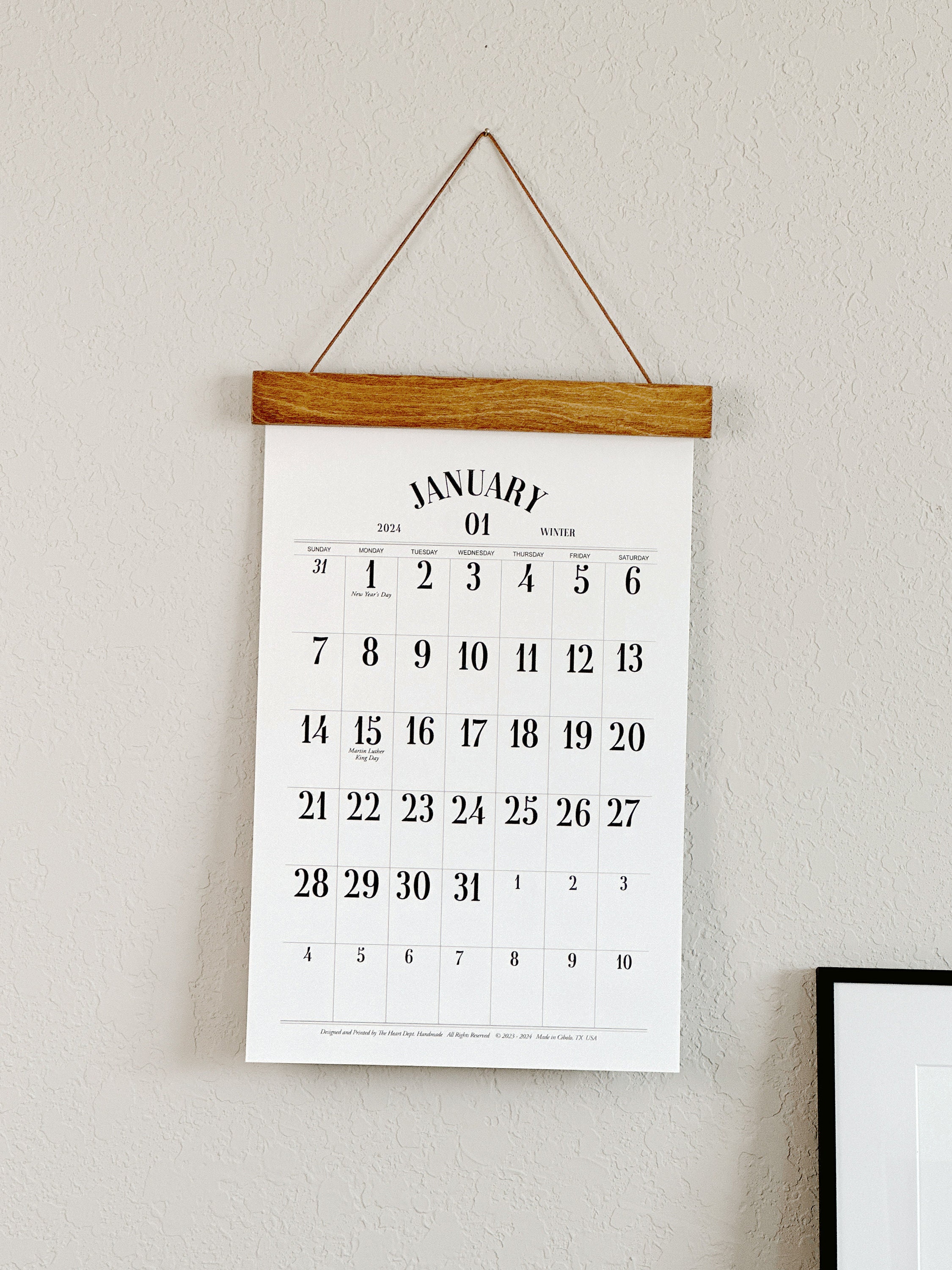 2024 Printable WALL Calendar, Large Dates Calendar, Hanging Calendar ...