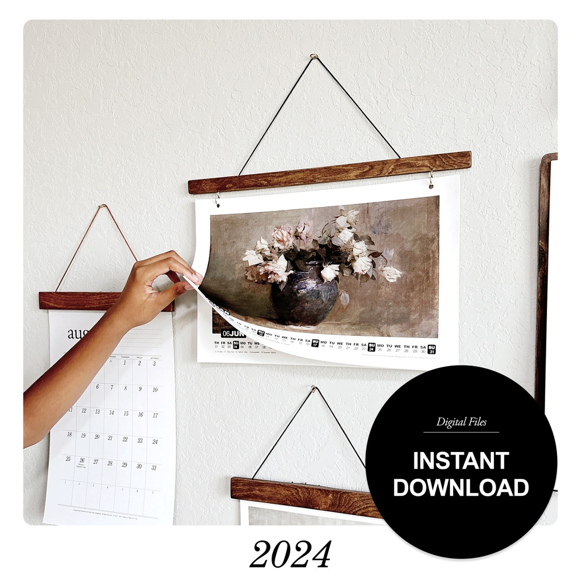 2024 Printable Vintage Art Calendar, 11x17 and US Letter Size, Wall ...
