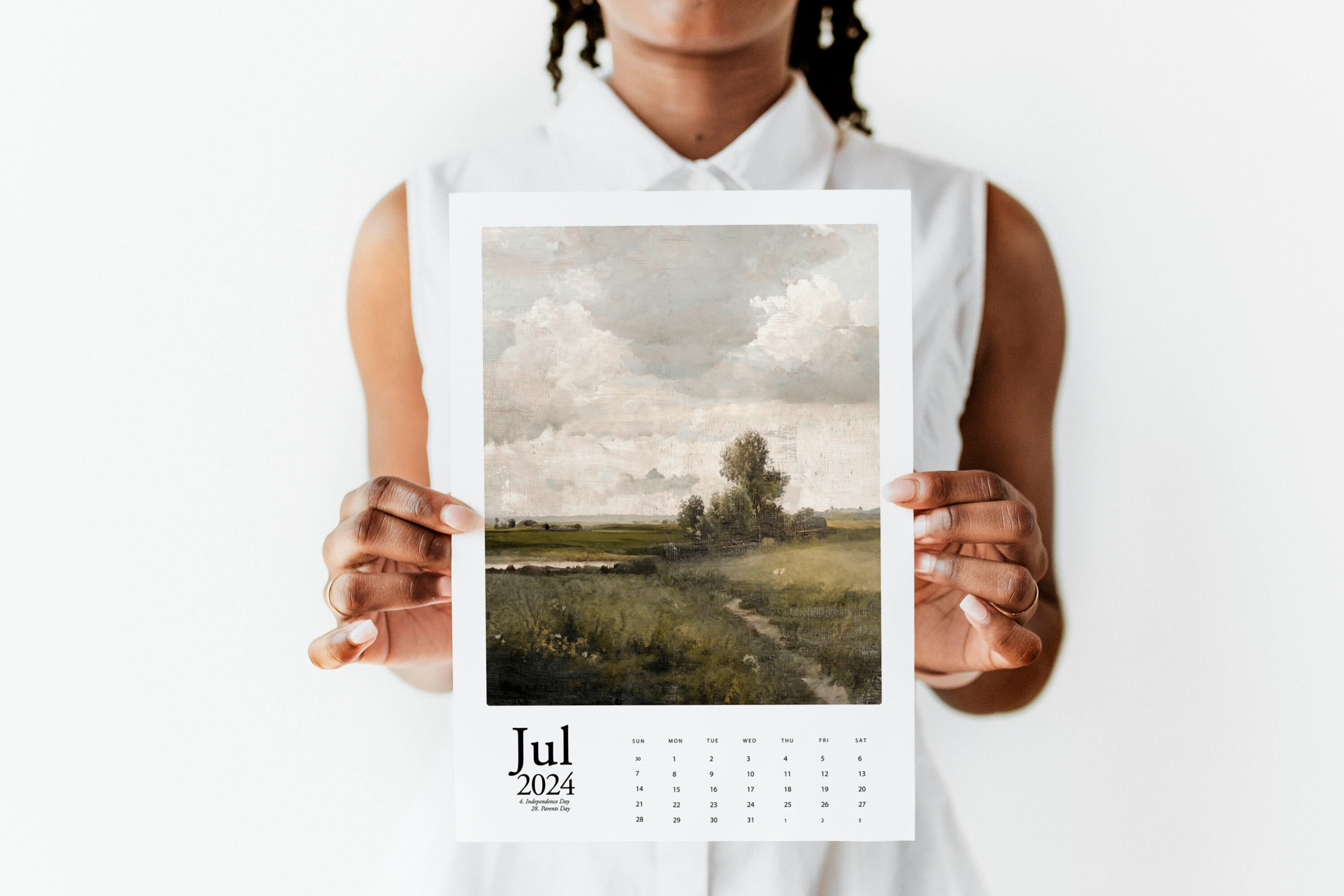 Large 2024 Printable Vintage Art Calendar, 11x17 Calendar, Wall ...
