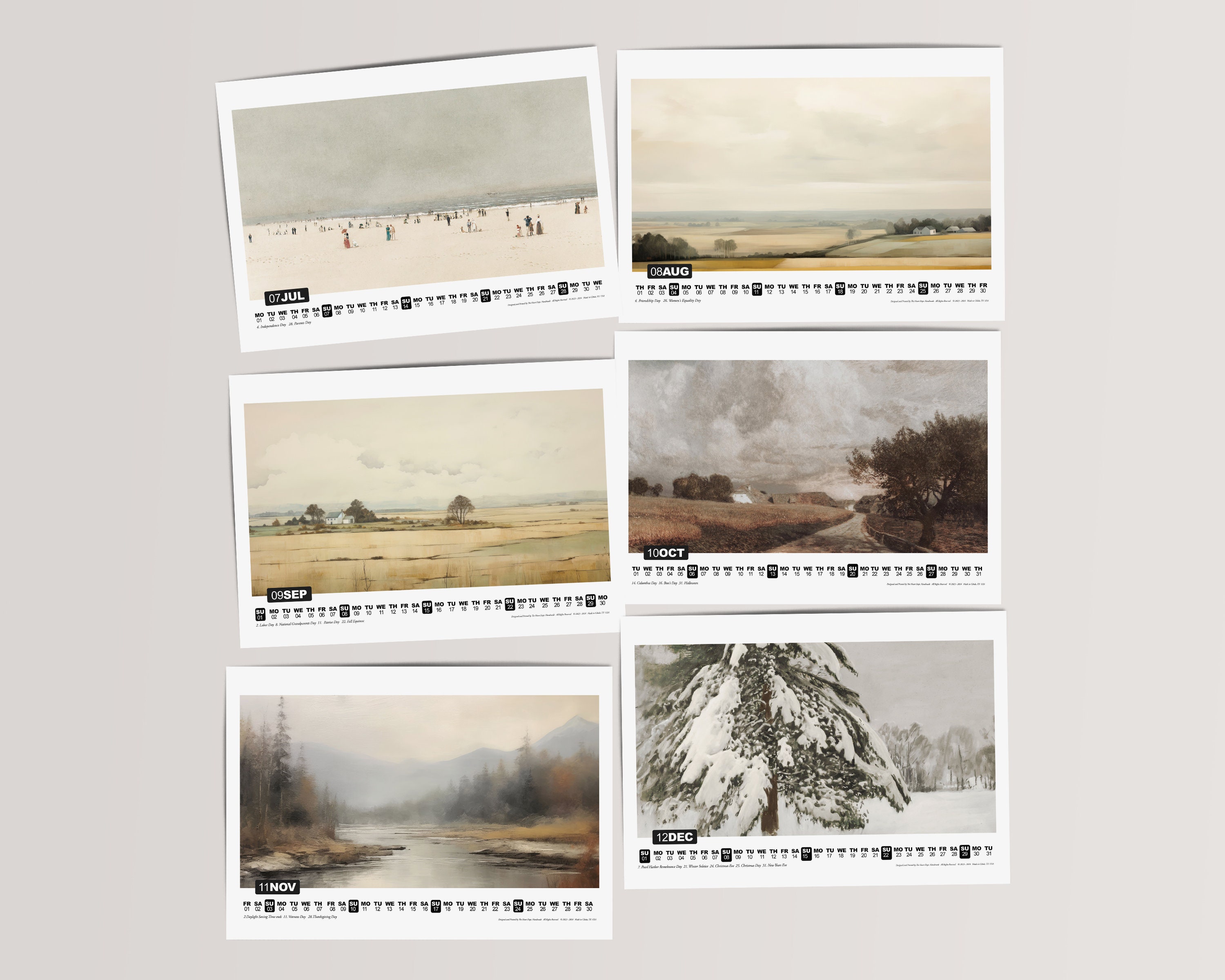 2024 Printable Vintage Art Calendar, 11x17 and US Letter Size, Wall ...