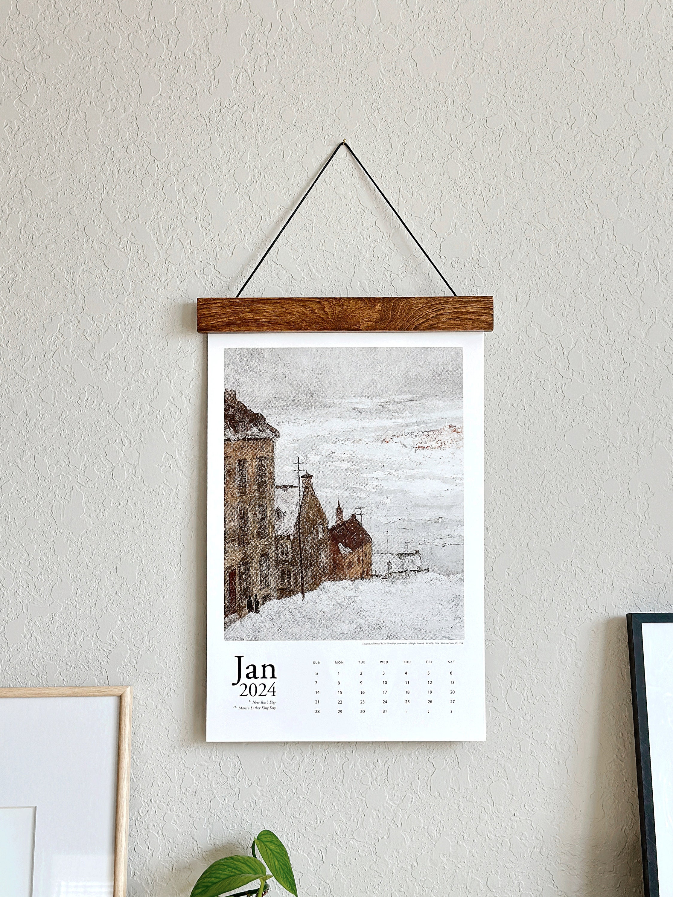 Large 2024 Printable Vintage Art Calendar, 11x17 Calendar, Wall ...