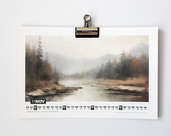 Large 2024 Printable Vintage Art Calendar, 11x17 Calendar, Wall ...