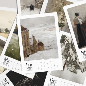Large 2024 Printable Vintage Art Calendar, 11x17 Calendar, Wall ...