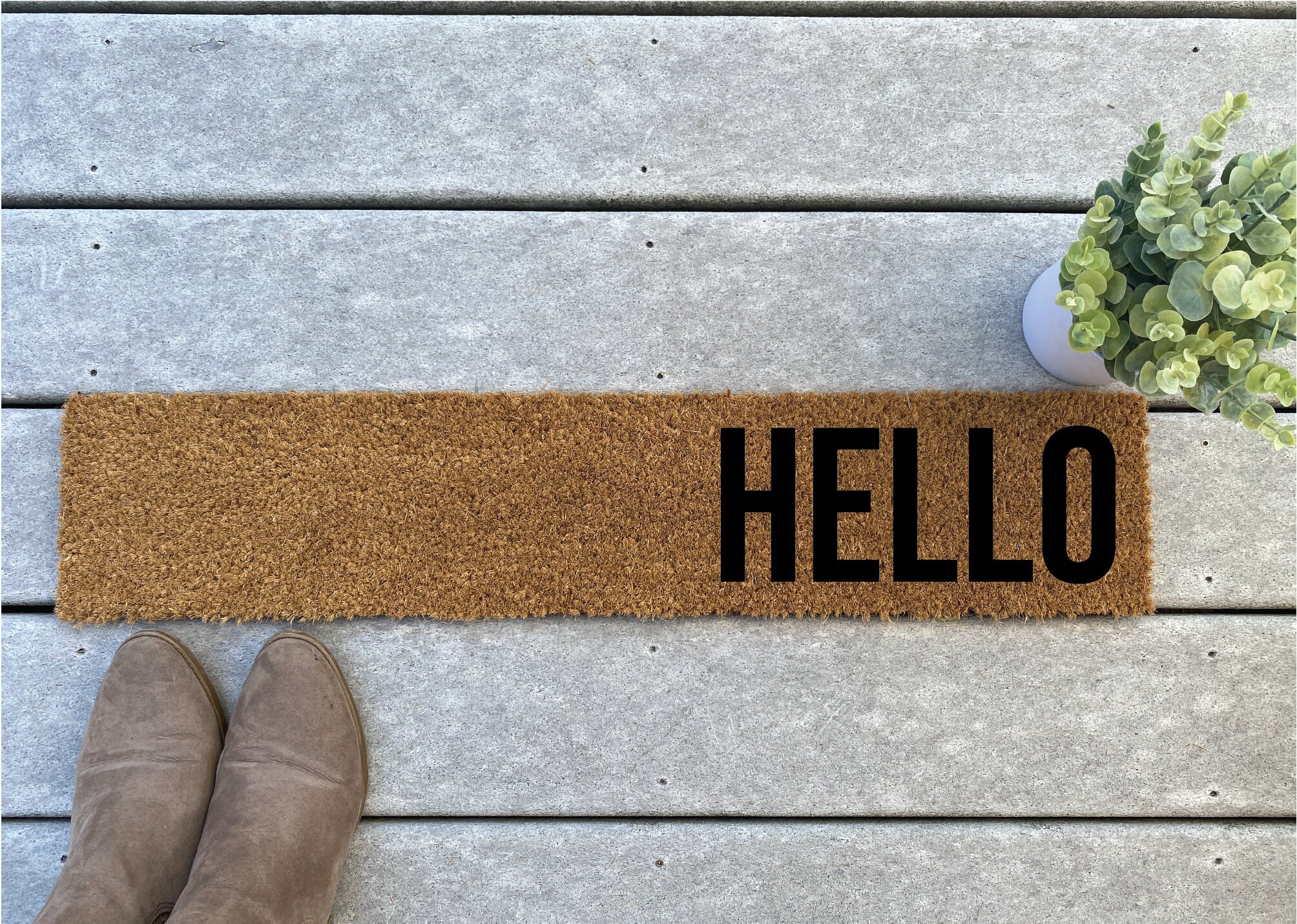 Skinny Doormat Hello Print Coir Doormat / Narrow Door Mat / | Etsy