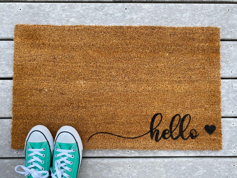 Hello Heart Coir Doormat Simple Basic Welcome Mat / Hello / - Etsy