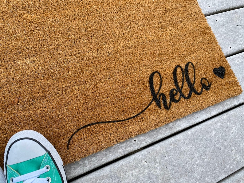 Hello Heart Coir Doormat Simple Basic Welcome Mat / Hello / - Etsy