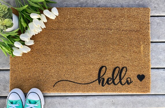 Hello Heart Coir Doormat Simple Basic Welcome Mat / Hello / - Etsy