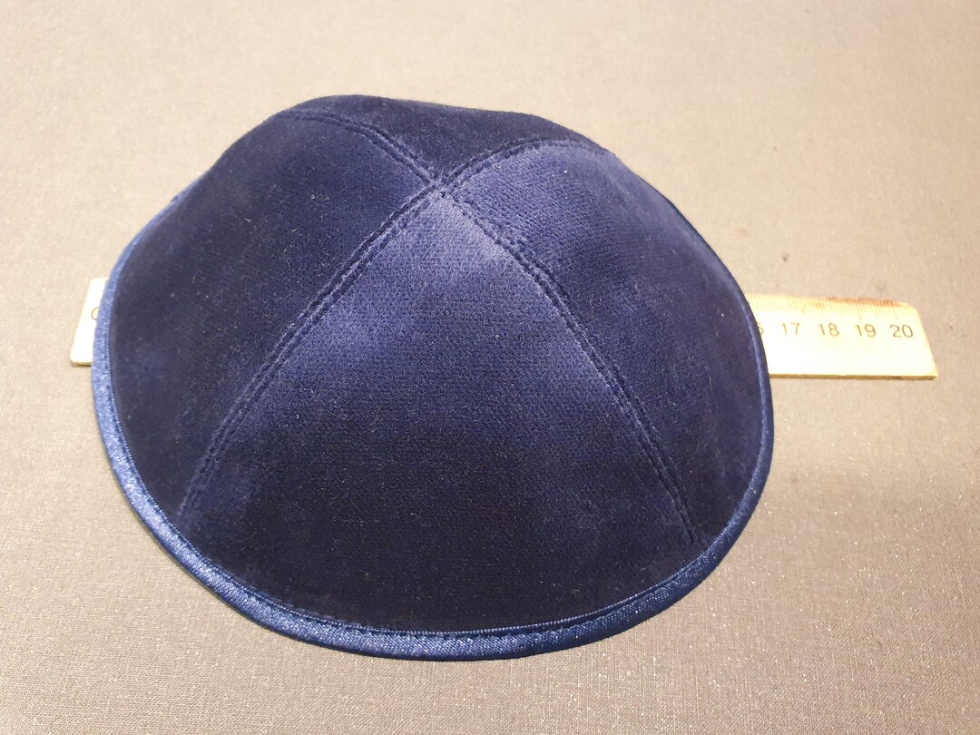 Kippa, Yarmulke, Kippah, Kipa Dark Blue Velvet Cotton 16-17 Cm - Etsy