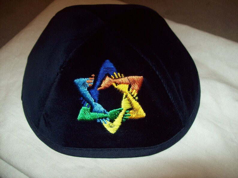 Kippa, Jarmulke, Kippah,kipa Black Velvet 16-17 Cm Embroidery - Etsy