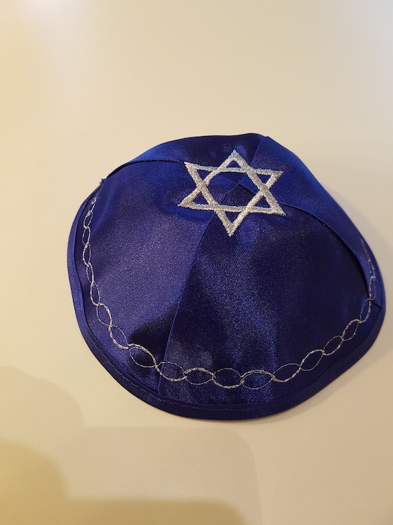 1x Kippa Jarmulke Kippah Kipa Blau Satin16-17cm | Etsy