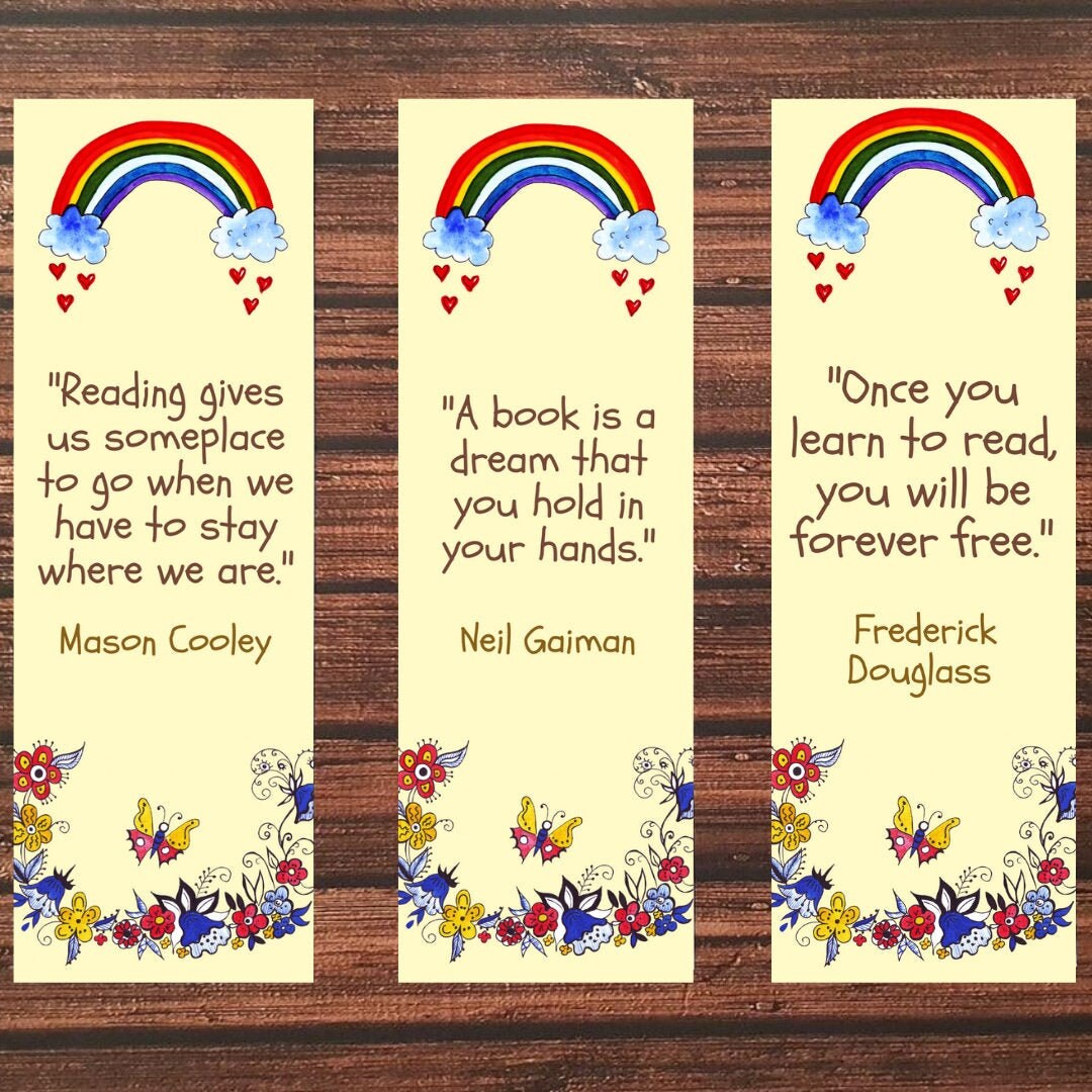 Printable Bookmarks, Set of Three Printable Bookmarks - INSTANT ...