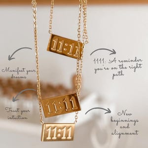 18K Gold 11:11 Angel Number Necklace - 1111 Spiritual Necklace - Lucky ...