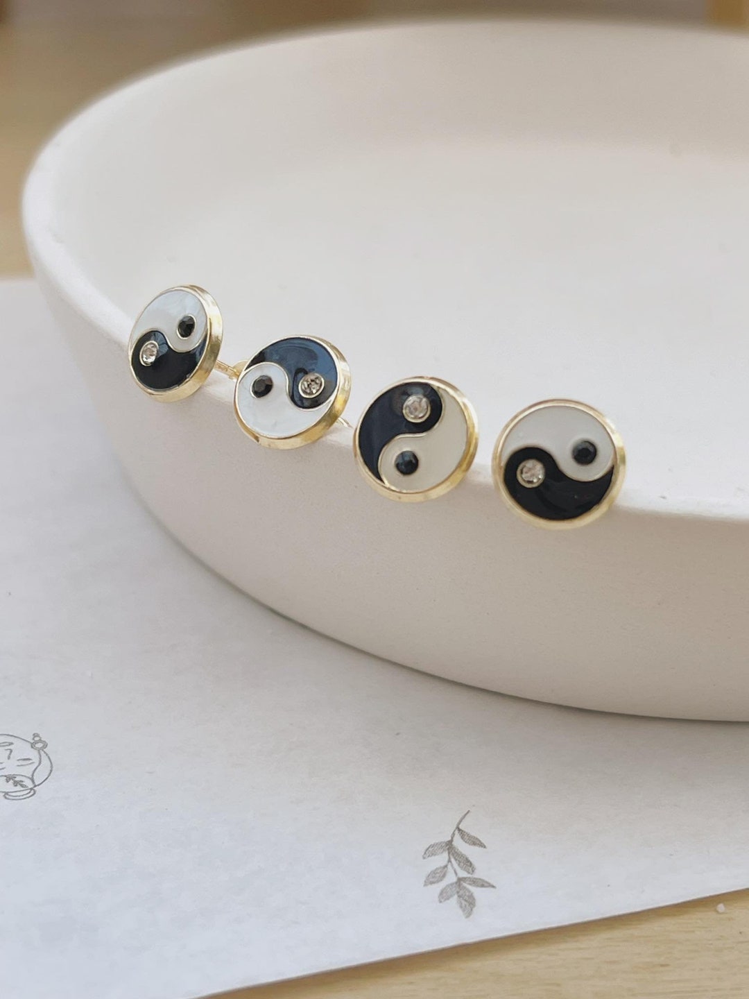 Gold Yin Yang Earring-10k Solid Gold Yin Yang Stud Earrings-gold ...