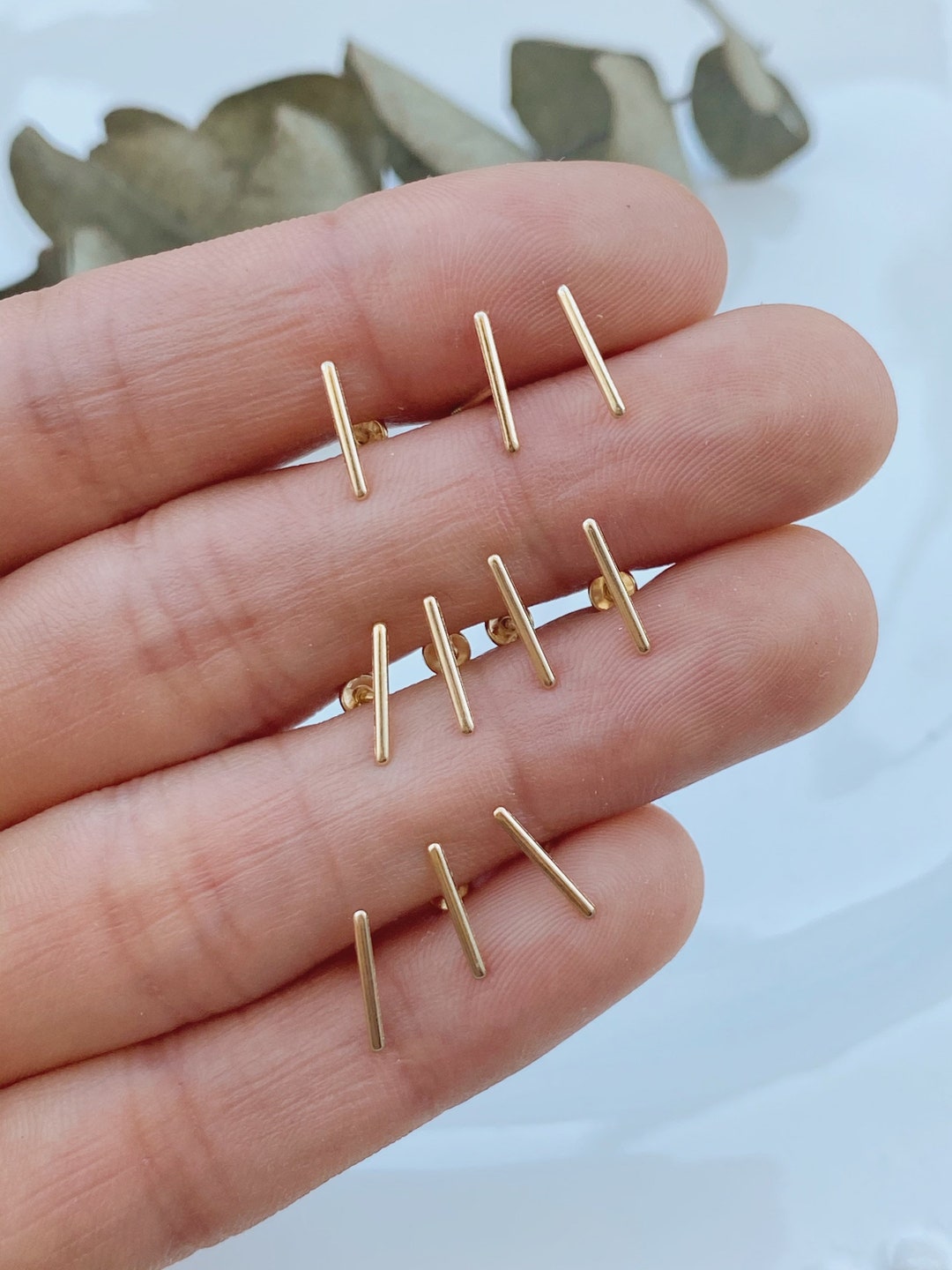 14K Gold Bar Stick Earring-gold Bar Earring-screw Back Earring ...