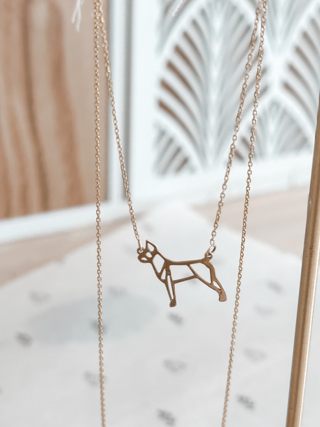10K Gold Dog Necklace-minimalist Dog Necklace Chain Gold-gold Cable ...