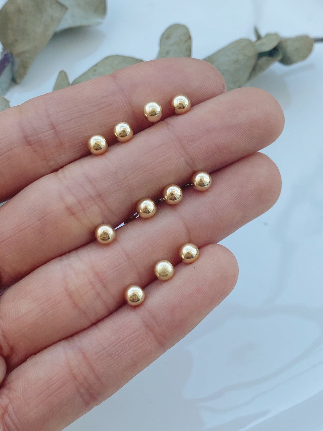 10K Gold Ball Stud Earring-4mm Gold Ball Earring-gold Disco Ball ...