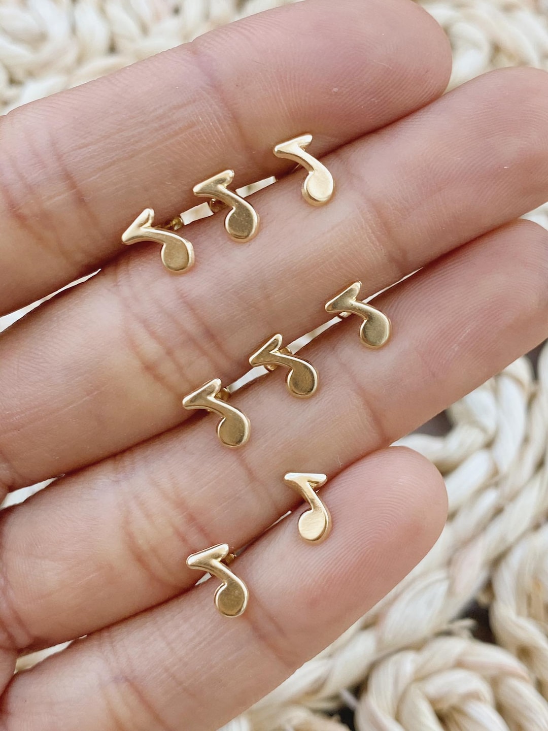 Music Note Earrings-10k Gold Music Stud Earrings-music Teacher Gift ...