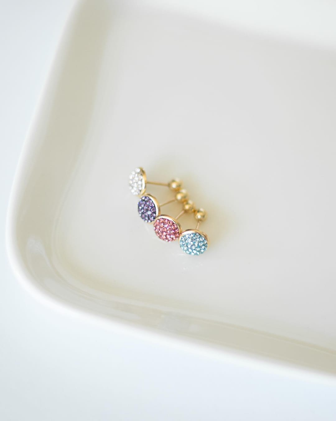10K Gold Circle Button Earrings-gold Half Circle Suds-screw Back Gold ...