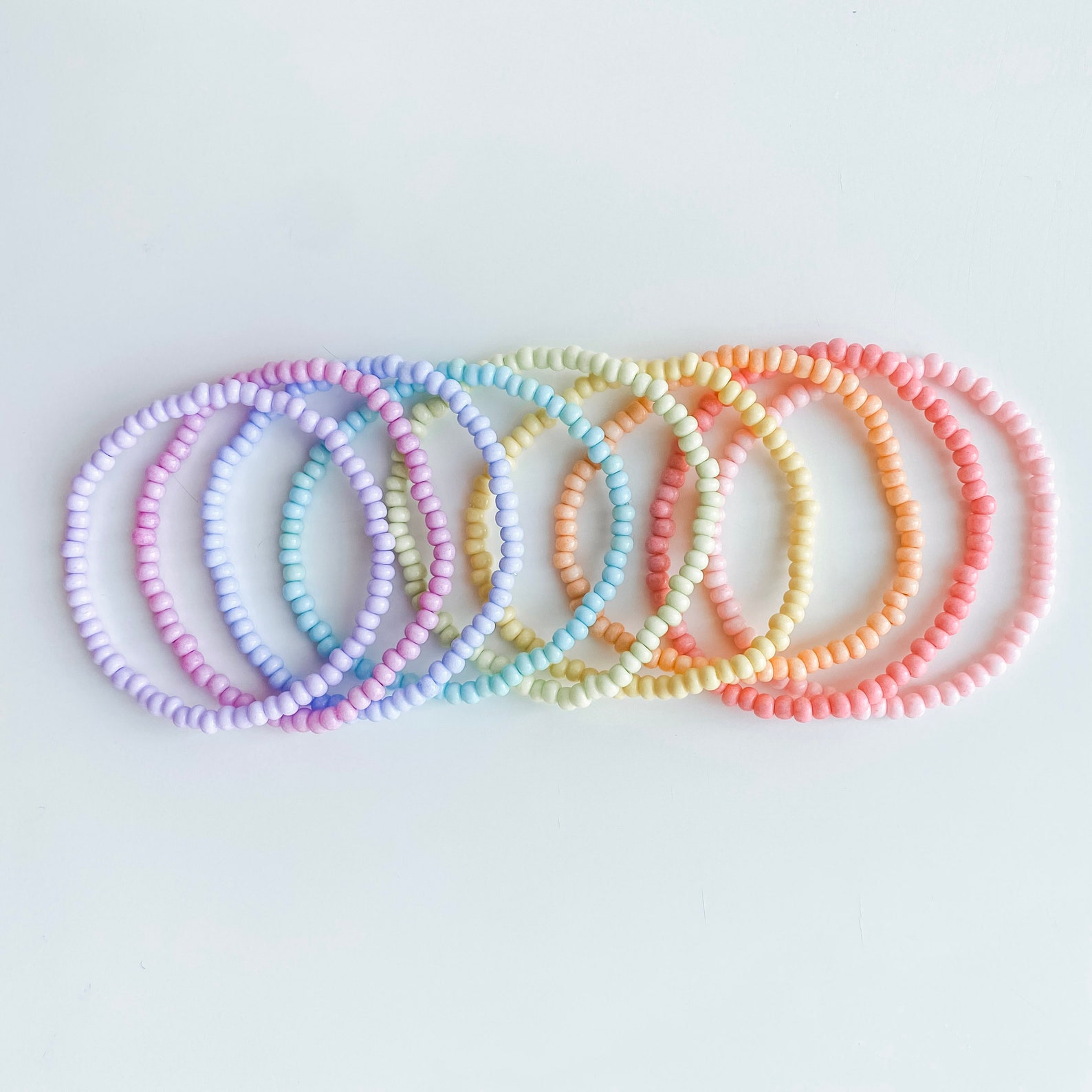 Pastel Candy Color Seed Bead Stretch Stacking VSCO Bracelet - Etsy