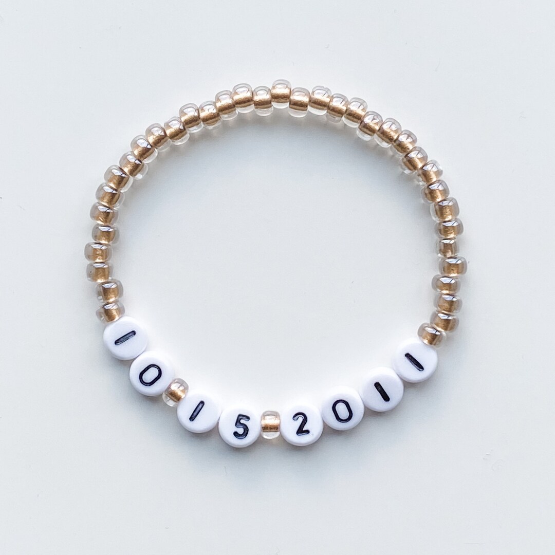 Custom Gold Beaded Anniversary Date, Birth Date, Special Date, Wedding ...