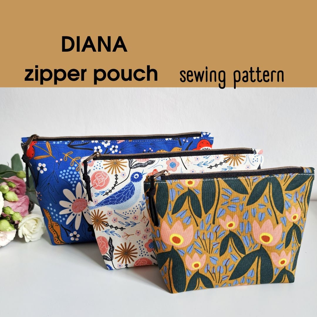 DIANA Zipper Pouch PDF Sewing Pattern, Instant Download, Cosmetic Bag ...