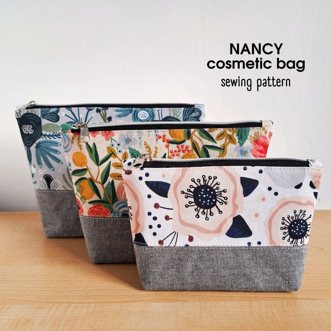 NANCY Cosmetic Bag PDF Sewing Pattern, Toiletry Bag Pattern, Instant ...